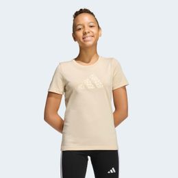 M&auml;dchen T-Shirt "JUNIOR GIRLS GRAFIK, TIERMUSTER", beige, Gr. 116, adidas Sportswear, Obermaterial: 100% Baumwolle, Shirts