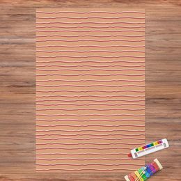 Bilderwelten Kork-Teppich Illustration violett Korkmatte - Doppellinie in Aubergine Wei&szlig; - Streifen Wohnzimmer Schlafzimmer