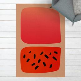 Bilderwelten Kork-Teppich Illustration rot originell Korkmatte - Abstrakte Formen - Melone und Rosa - Deko Wohnzimmer Schlafzimmer