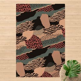 Kork-Teppich - Animalprint Zebra Tiger Leopard Asien - Illustration grau Tiere Korkmatte Deko Wohnzimmer Schlafzimmer