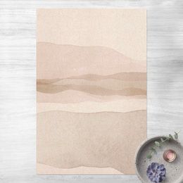 Bilderwelten Kork-Teppich Abstrakt beige Korkmatte - Aquarell Landschaft Lichtberge - Deko Wohnzimmer Schlafzimmer