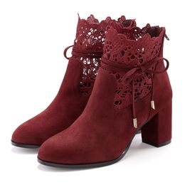 Lascana Damen High-Heel-Stiefelette "Sommerstiefelette", Gr. 36bordeaux, Obermaterial: 100% Textilmaterial. Decksohle: 100% Lederimitat. Futter: 100%