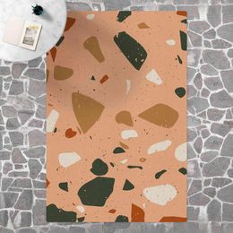 Bilderwelten Kork-Teppich modern braun Mosaik - Detailliertes Terrazzo Muster Livorno - Deko Wohnzimmer Schlafzimmer