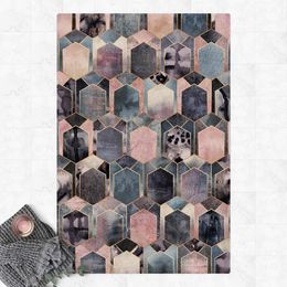 Bilderwelten Kork-Teppich Abstrakt gold originell Aquarell - Art Deco Marmor Gold - Geometrisch Wohnzimmer Schlafzimmer