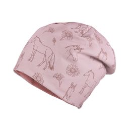 MaxiMo M&auml;dchen Beanielilas pferd, lilas, Gr. 55, Jersey, Obermaterial: 95% Baumwolle, 5% Elasthan, M&uuml;tzen, Lilas, Pferd, Jersey, M&auml;dchen, Kids,