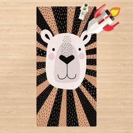 Kork-Teppich - Tierpark mit Mustern - L&ouml;we - Illustration schwarz Tiere Korkmatte L&ouml;we Kinderzimmer Baby M&auml;dchen Jungen