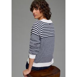 Laura Scott Damen Strickjacke "aus luftiger Baumwoll-Mischung"marine, wei&szlig;, gestreift, Gr. 36, gestreift, Strick, Obermaterial: 50% Baumwolle, 50%