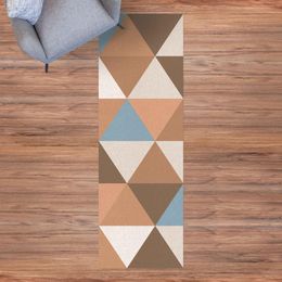 Bilderwelten Kork-Teppich Illustration blau Korkmatte - Geometrisches Muster gekippte Dreiecke Blau - Geometrisch Wohnzimmer Schlafzimmer