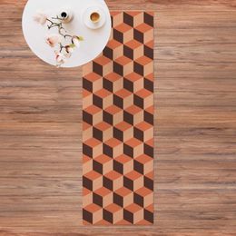 Bilderwelten Kork-Teppich Illustration orange Fliesenoptik - Geometrischer Fliesenmix W&uuml;rfel Orange - Deko Wohnzimmer Schlafzimmer