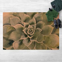 Bilderwelten Kork-Teppich Tropisch gr&uuml;n Aquarell - Sukkulente Aquarell Dunkel - Pflanzen Wohnzimmer Schlafzimmer