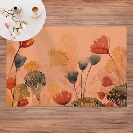 Bilderwelten Kork-Teppich Landhaus bunt Blumen Aquarell - Wildblumen im Sommer II - Deko Wohnzimmer Schlafzimmer