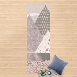 Kork-Teppich - Abstrakte Berglandschaft Pastellmuster - Abstrakt pastell Mosaik Geometrisch Wohnzimmer Schlafzimmer