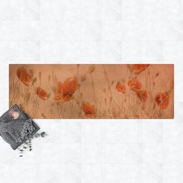 Bilderwelten Kork-Teppich Motiv beige Korkmatte - Mohnblumen und Gr&auml;ser im Feld - Mohn Wohnzimmer Schlafzimmer