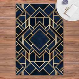 Bilderwelten Kork-Teppich Abstrakt gold originell Aquarell - Art Deco Gold - Geometrisch Wohnzimmer Schlafzimmer