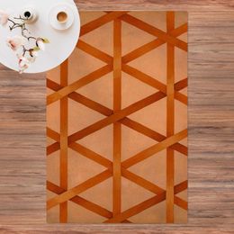 Bilderwelten Kork-Teppich Illustration orange Aquarell - Lichtspielband Orange - Geometrisch Wohnzimmer Schlafzimmer