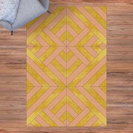 Bilderwelten Kork-Teppich Art Deco gold Fliesenoptik - Geometrischer Fliesenmix Art Deco Gold - Deko Wohnzimmer Schlafzimmer