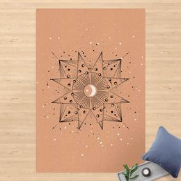 Bilderwelten Kork-Teppich Vintage schwarz weiss Spirituell Korkmatte - Astrologie Mond Magie Schwarz Wei&szlig; - Himmel Wohnzimmer Schlafzimmer