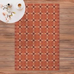 Bilderwelten Kork-Teppich Illustration orange Fliesenoptik - Geometrischer Fliesenmix Kreise Orange - Deko Wohnzimmer Schlafzimmer