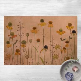 Bilderwelten Kork-Teppich Tropisch beige Korkmatte - Zarte Helenium Bl&uuml;ten - Pflanzen Wohnzimmer Schlafzimmer