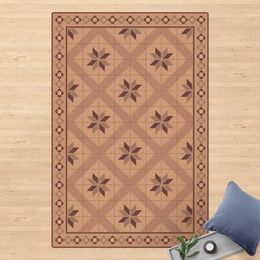 Bilderwelten Kork-Teppich modern grau Fliesenoptik - Geometrische Fliesen Rautenbl&uuml;te Flieder mit schmaler Bord&uuml;re - Geometrisch Wohnzimmer Schlafzimmer