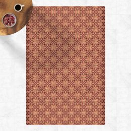 Bilderwelten Kork-Teppich Illustration orange Fliesenoptik - Geometrischer Fliesenmix Herzen Orange - Deko Wohnzimmer Schlafzimmer