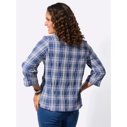 Casual Looks Damen Karobluse, blau, Gr. 36, gemustert, kariert, mehrfarbig, 50% Polyester, 49% Baumwolle, 1% Elasthan, Blusen