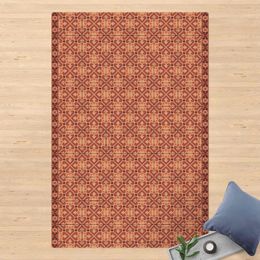 Kork-Teppich - Geometrischer Fliesenmix Herzen Orange - Illustration orange Fliesenoptik Deko Wohnzimmer Schlafzimmer