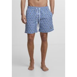Urban Classics Herren Badeshorts "Urban Classics Herren Pattern Swim Shorts"blau retro pattern, Gr. XXL, 100% Polyester, Badehosen