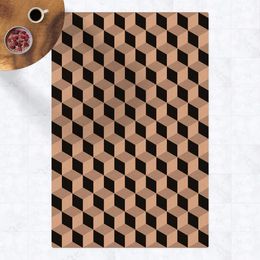 Bilderwelten Kork-Teppich Illustration schwarz weiss Fliesenoptik - Geometrischer Fliesenmix W&uuml;rfel Schwarz - Deko Wohnzimmer Schlafzimmer