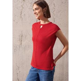 Damen T-Shirt, rot, Gr. 36, STREET ONE STUDIO, unifarben, Stoff, 80% Polyester, 20% Viskose, Shirts, aus elastischem Materialmix