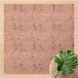 Kork-Teppich - Goldenes Geflecht auf Altrosa - Abstrakt rosa Korkmatte Deko Wohnzimmer Schlafzimmer