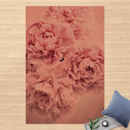 Kork-Teppich - Rosa Pfingstrosen - Landhaus rosa Blumen Korkmatte Rose Wohnzimmer Schlafzimmer