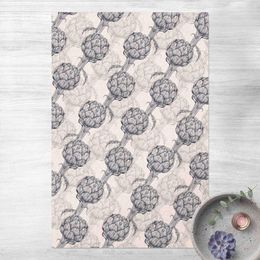Bilderwelten Kork-Teppich Vintage blau Kulinarisch Korkmatte - Florale Eleganz Artischocke - Gem&uuml;se Wohnzimmer Schlafzimmer