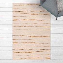 Bilderwelten Kork-Teppich Abstrakt beige Korkmatte - Goldene Wellen auf Hellbeige - Deko Wohnzimmer Schlafzimmer