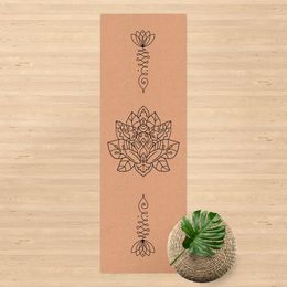 Kork-Teppich - Mandala Frosch - Orientalisch schwarz Tiere Korkmatte Mandala Wohnzimmer Schlafzimmer