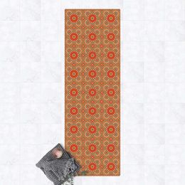 Bilderwelten Kork-Teppich Illustration orange Fliesenoptik - Orientalisches Muster mit bunten Kacheln - Deko Wohnzimmer Schlafzimmer