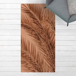 Kork-Teppich - Bronzefarbene Palmenwedel - Tropisch braun Natur Korkmatte Palme Wohnzimmer Schlafzimmer