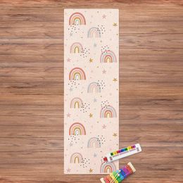 Bilderwelten Kork-Teppich Illustration bunt Korkmatte - Regenbogenwelt mit Sternen und P&uuml;nktchen - Regenbogen Kinderzimmer Baby M&auml;dchen Jungen