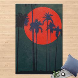 Bilderwelten Kork-Teppich Tropisch blau Natur Korkmatte - Palme Cote d ́Azur - Palme Wohnzimmer Schlafzimmer