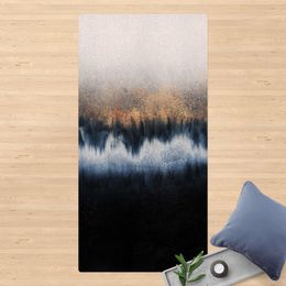 Kork-Teppich - Goldener Horizont - Abstrakt gold originell Aquarell Deko Wohnzimmer Schlafzimmer