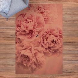 Bilderwelten Kork-Teppich Landhaus rosa Blumen Korkmatte - Rosa Pfingstrosen - Rose Wohnzimmer Schlafzimmer