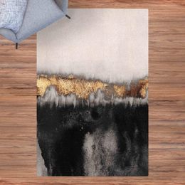 Bilderwelten Kork-Teppich Abstrakt gold originell Aquarell - Goldspuren in Aquarell - Deko Wohnzimmer Schlafzimmer