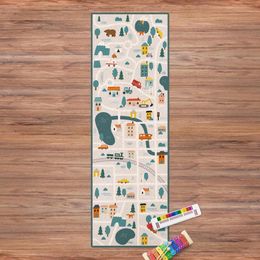 Bilderwelten Kork-Teppich Illustration bunt Korkmatte - Kleinstadt - Von der Stadt in die Natur - Auto Kinderzimmer Baby M&auml;dchen Jungen