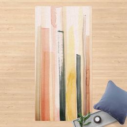 Kork-Teppich - Aufstieg der Korallen - Illustration bunt Aquarell Streifen Wohnzimmer Schlafzimmer