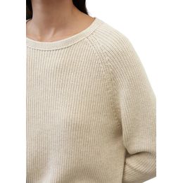 Marc O'Polo MARC O'POLO Damen Rundhalspullover, beige, Gr. S, meliert, Strick, Obermaterial: 97% Baumwolle, 3% Elasthan, Pullover, im festem Baumwoll-Strick