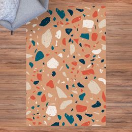 Bilderwelten Kork-Teppich modern beige Mosaik - Detailliertes Terrazzo Muster Torino - Deko Wohnzimmer Schlafzimmer