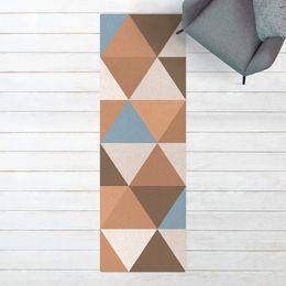 Kork-Teppich - Geometrisches Muster gekippte Dreiecke Blau - Illustration blau Korkmatte Geometrisch Wohnzimmer Schlafzimmer