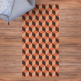 Bilderwelten Kork-Teppich Geometrischer Fliesenmix W&uuml;rfel Orange