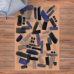 Bilderwelten Kork-Teppich Illustration blau Aquarell - Himmelblaue Aquarellbalken - Geometrisch Wohnzimmer Schlafzimmer