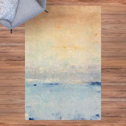 Bilderwelten Kork-Teppich Abstrakt orange Strand Korkmatte - Ins Meer flie&szlig;ende Sonne - Landschaft Wohnzimmer Schlafzimmer